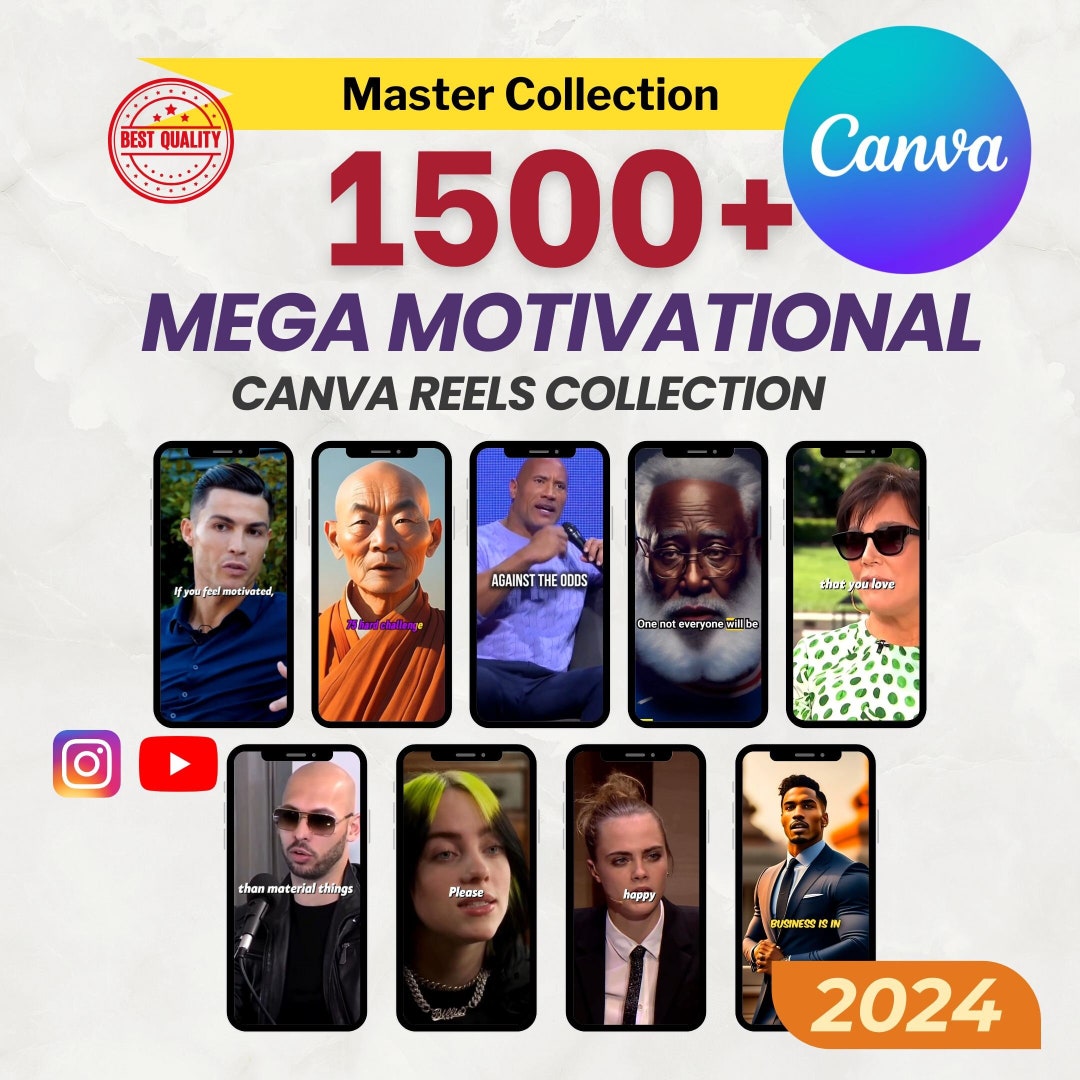 1500 Canva Editable Motivational Videos Instagram Reels | Shorts Reels | Tiktok | Youtube Shorts ...