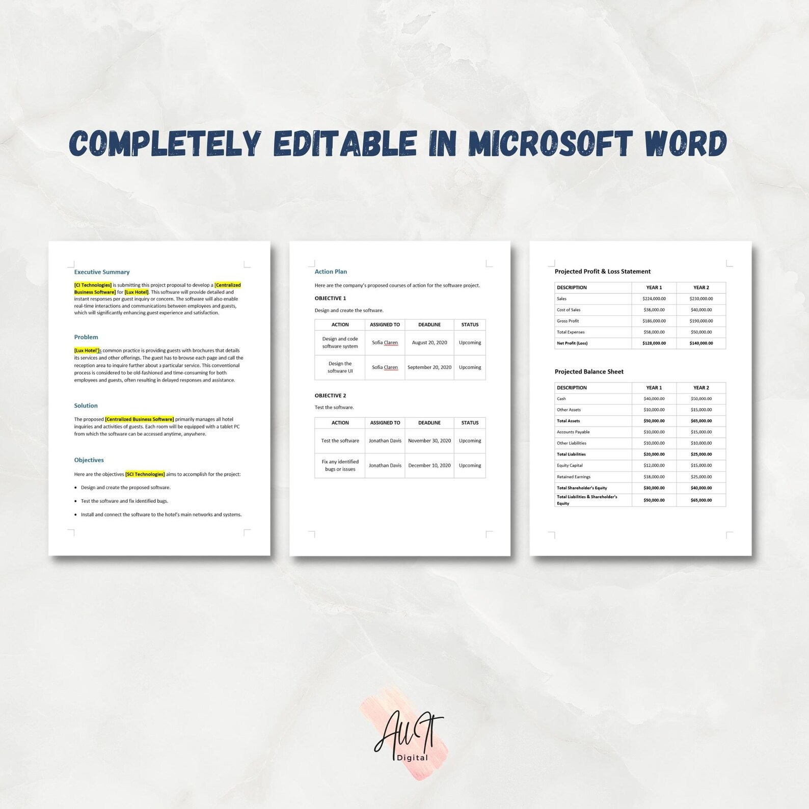 50 Project Proposal Templates | MS Word Template | - Etsy