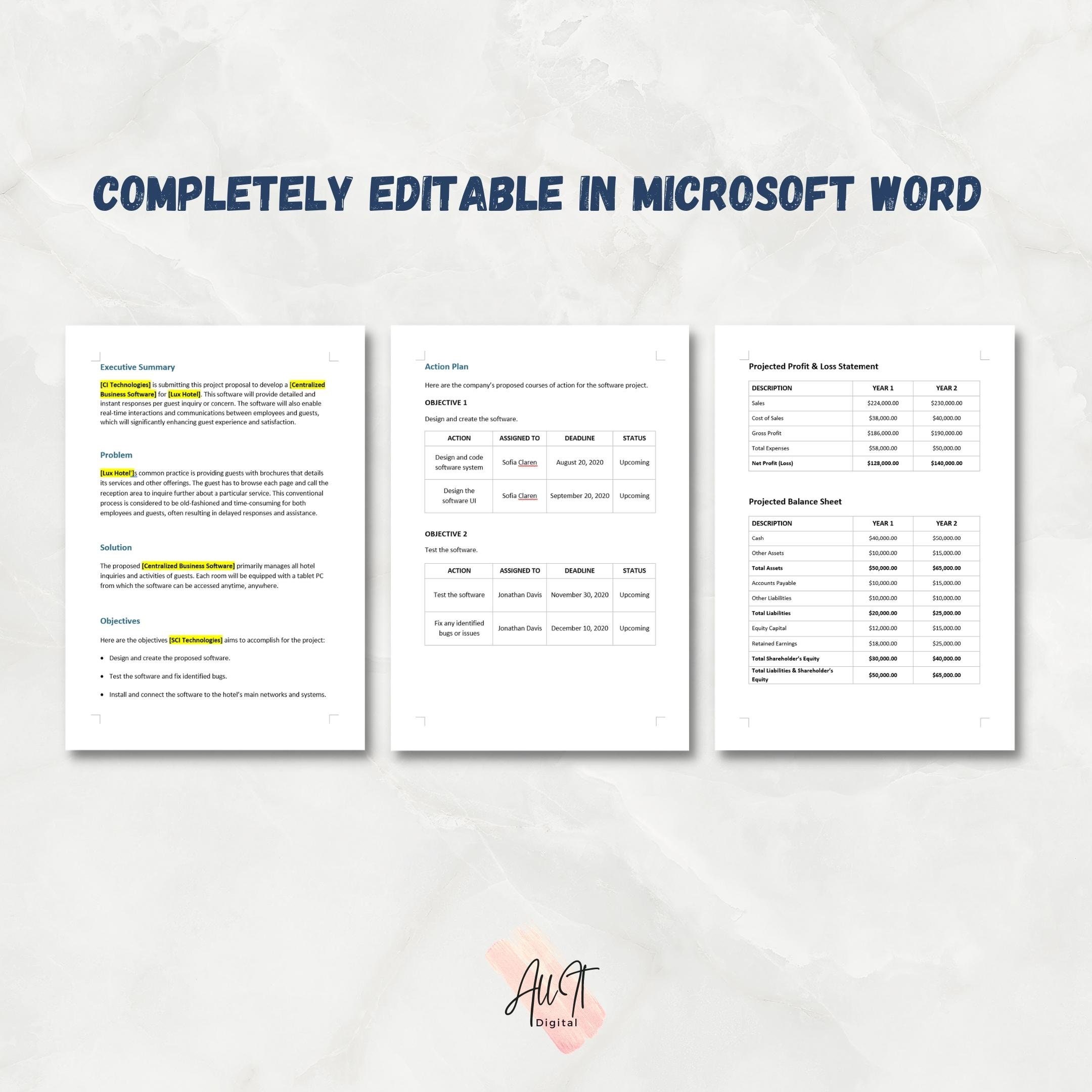 50 Project Proposal Templates | MS Word Template | - Etsy