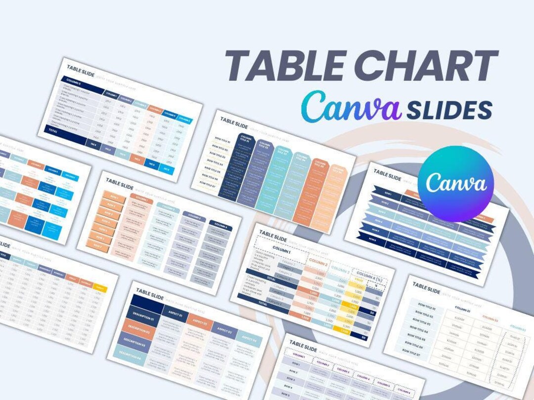 Table Charts Canva Fully Editable Templates | Table Chart Canva ...