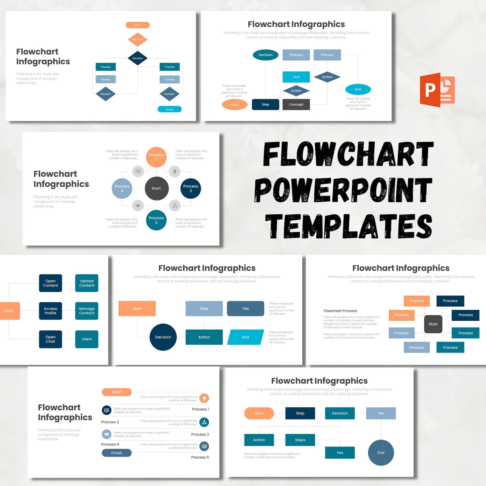 Diagrama de flujo PowerPoint Plantillas totalmente editables / - Etsy ...