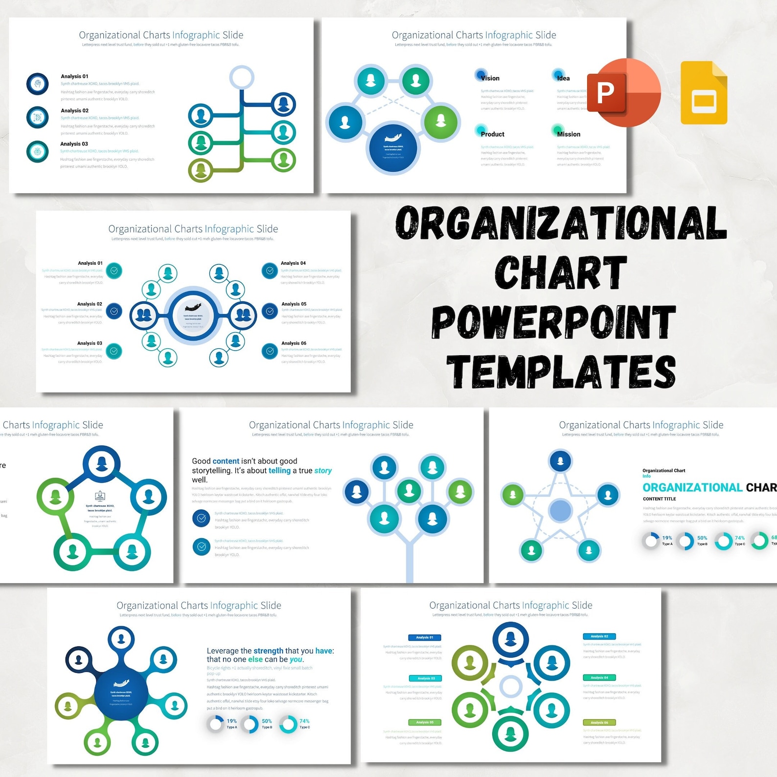Organigrama PowerPoint Plantillas totalmente editables / Organigrama ...
