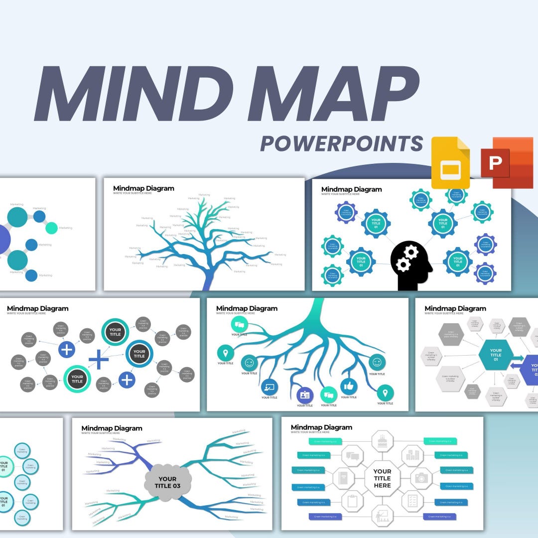 Mind Map Chart Powerpoint Templates | Fully Editable (20 Slides) - Etsy