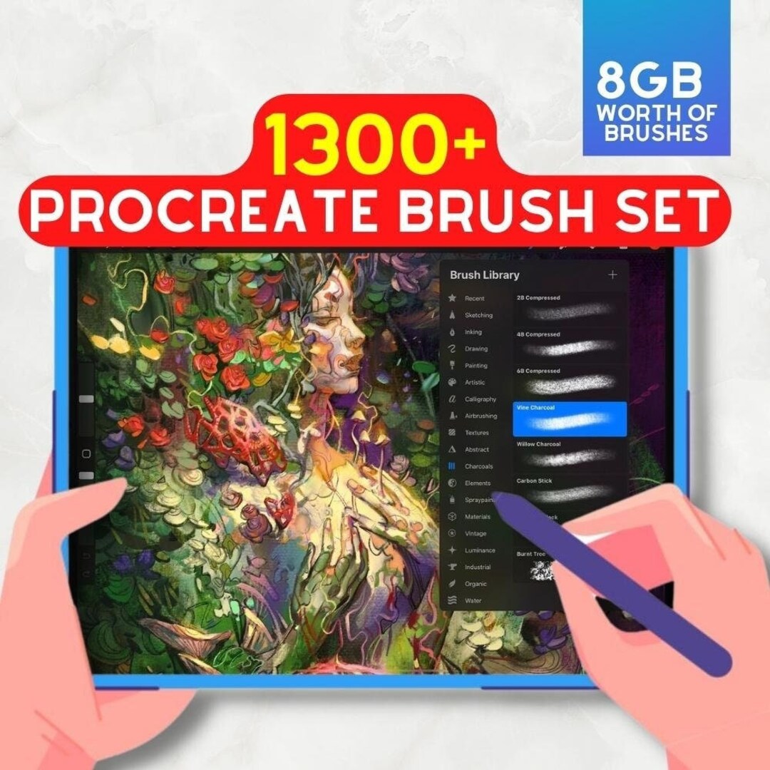 Procreate Brush Set | 1300 Brushes and Stamps for Professional Drawing ...