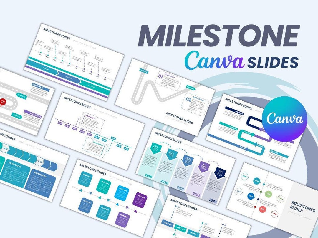 Milestone Chart Canva Fully Editable Templates | Milestone Canva ...
