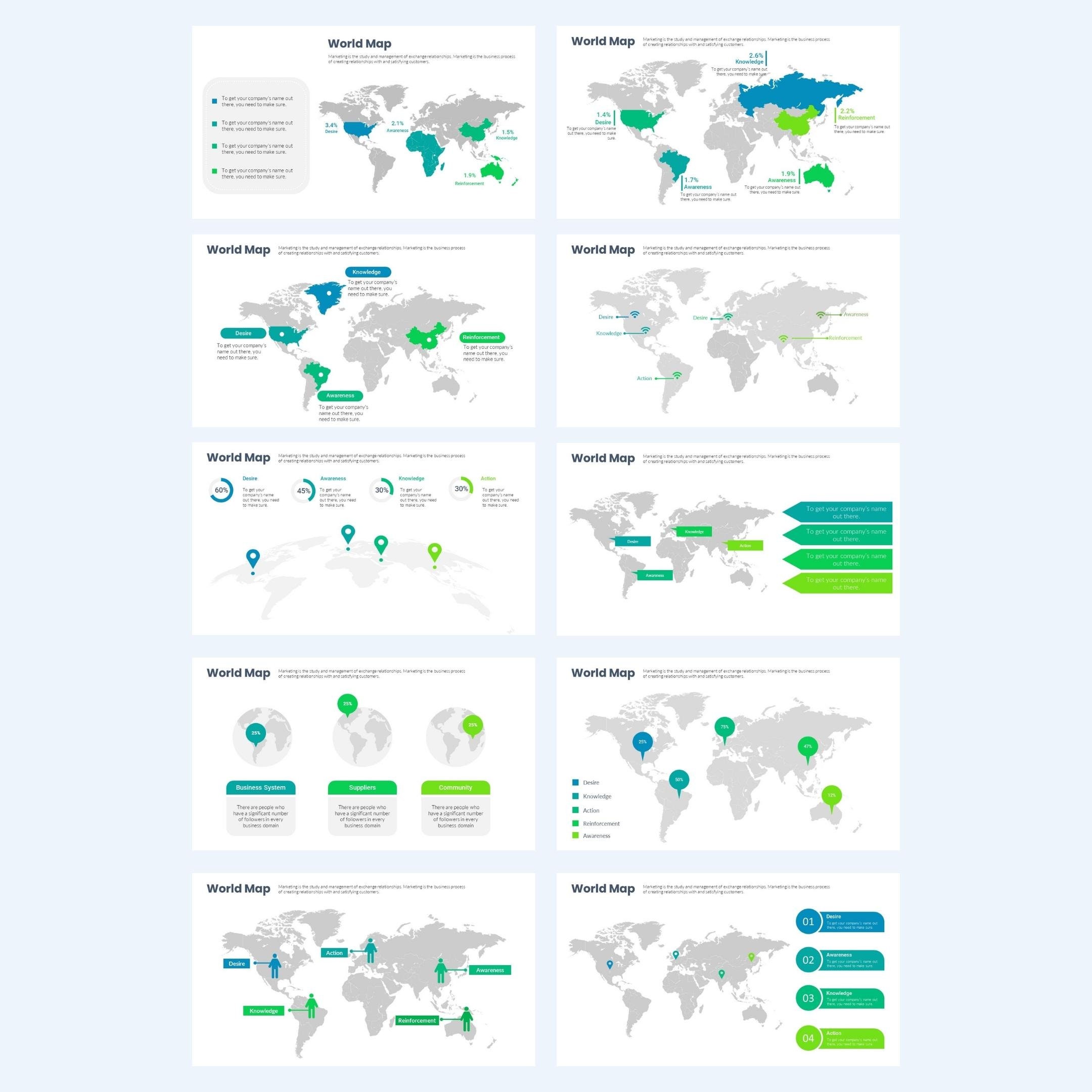 World Map Charts Powerpoint Fully Editable Templates | World Map ...