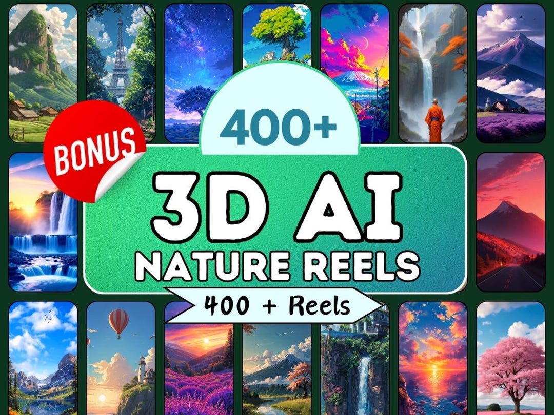 3D AI Nature Reels | 400+ Video Templates for Tiktok & Instagram - Etsy