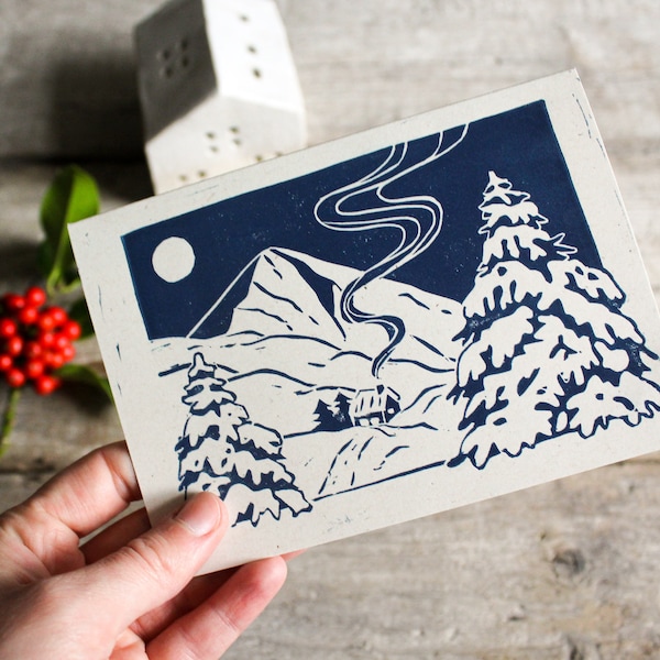 Linocut Christmas - Etsy