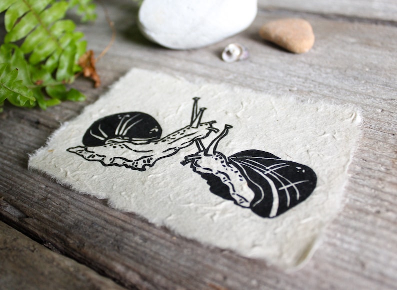 Two Snails Mini Linocut Print Small Original Animal Lino Print Handmade ...