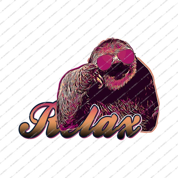 Relax Sloth Graphic PNG SVG JPG Digital Download Files - Etsy