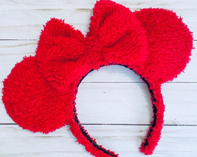 Disney Inspired “red Sherpa” Ears | Mickey Ears | Minnie Ears | Disney ...