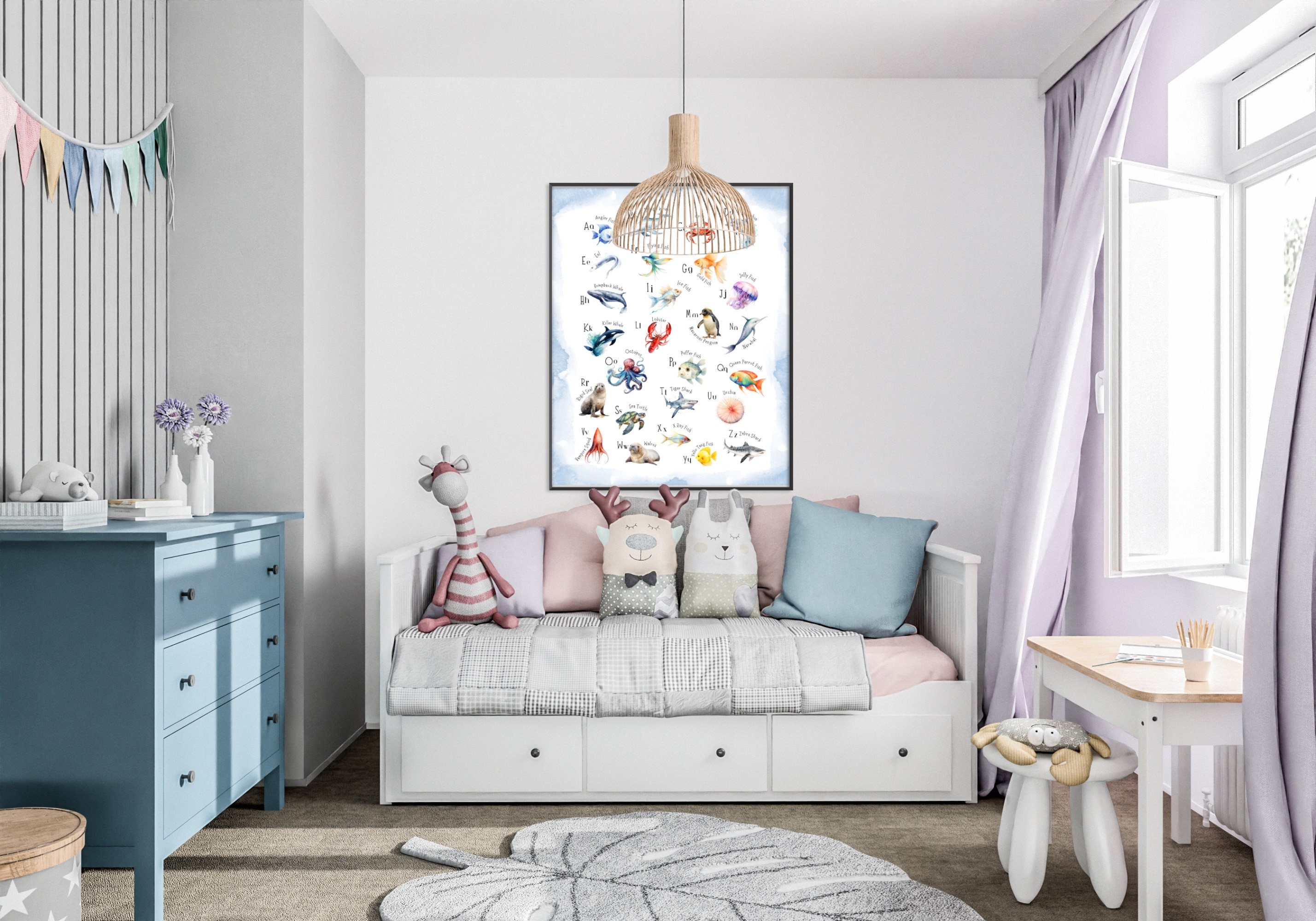 Sea Animal Alphabet Poster, Play Room Wall Decor, Ocean Animal ABC ...