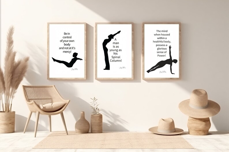 Pilates Poster, Set of 3 Pilates Quotes, Joseph Pilates, Pilates Studio ...
