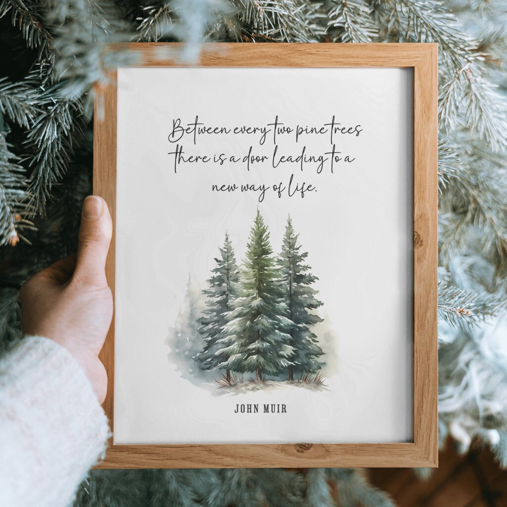 John Muir Quote, Cabin Decor, Forest Watercolor Painting, Between Every ...