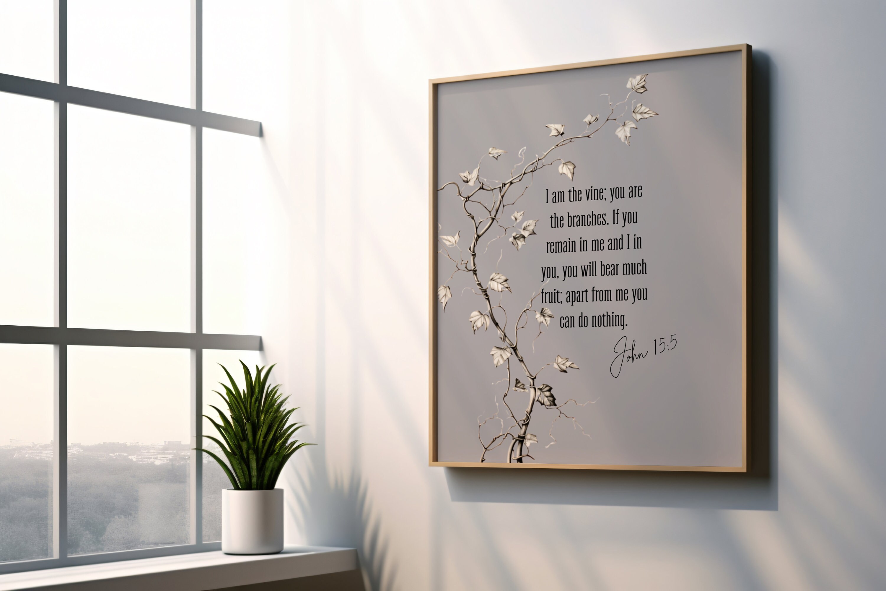 Bible Verse John 15 5, I Am the Vine Wall Art, Jesus Bible Art ...