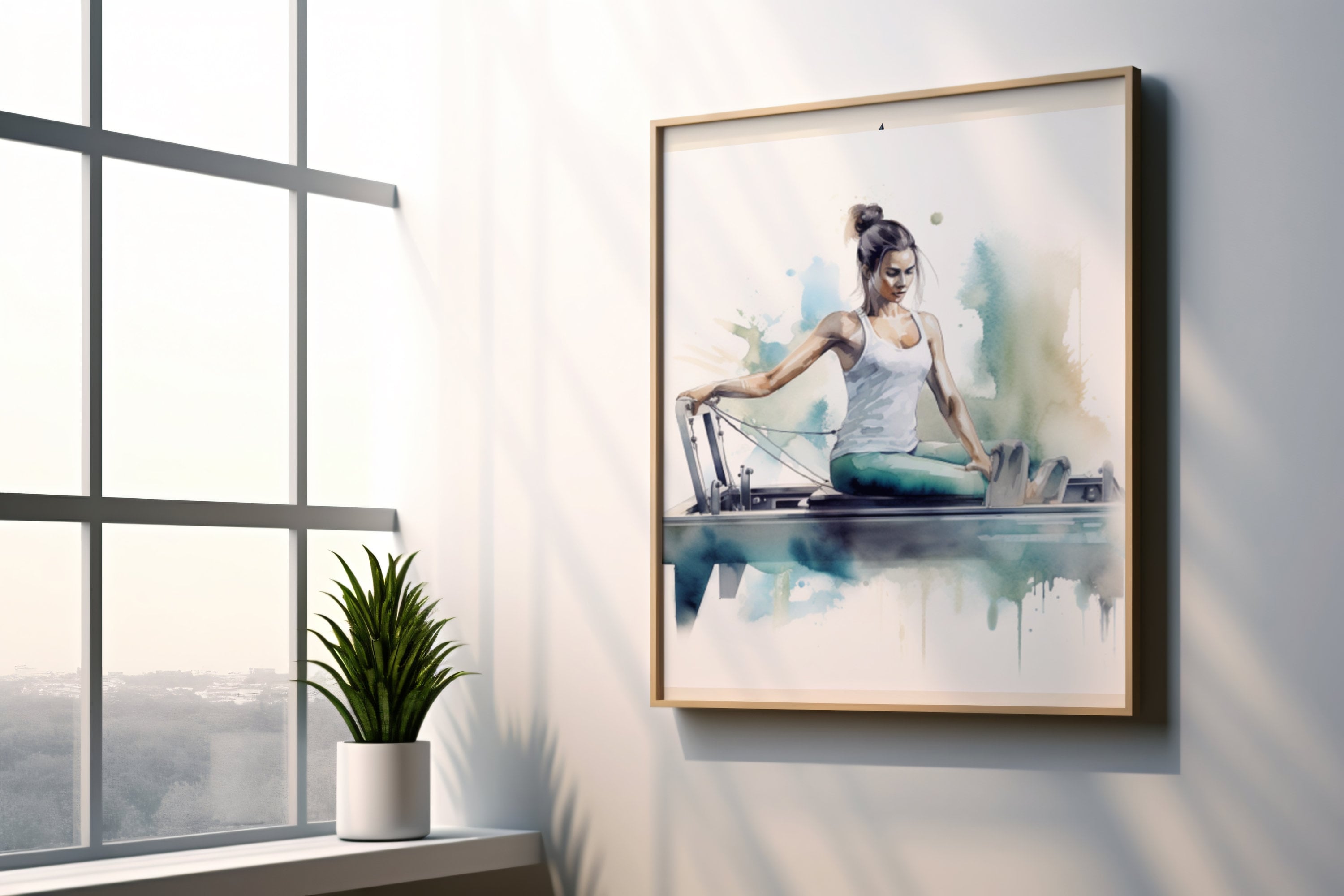 Pilates Reformer Watercolor, Pilates Wall Art, Pilates Studio Decor ...