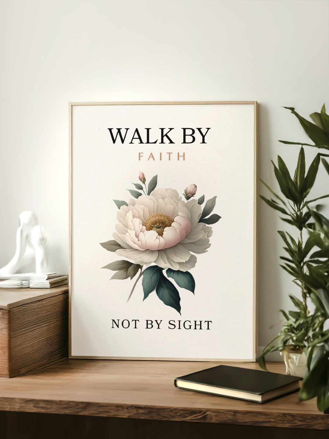 Walk by Faith Christian Wall Art, Spiritual Quote, Scripture Card ...