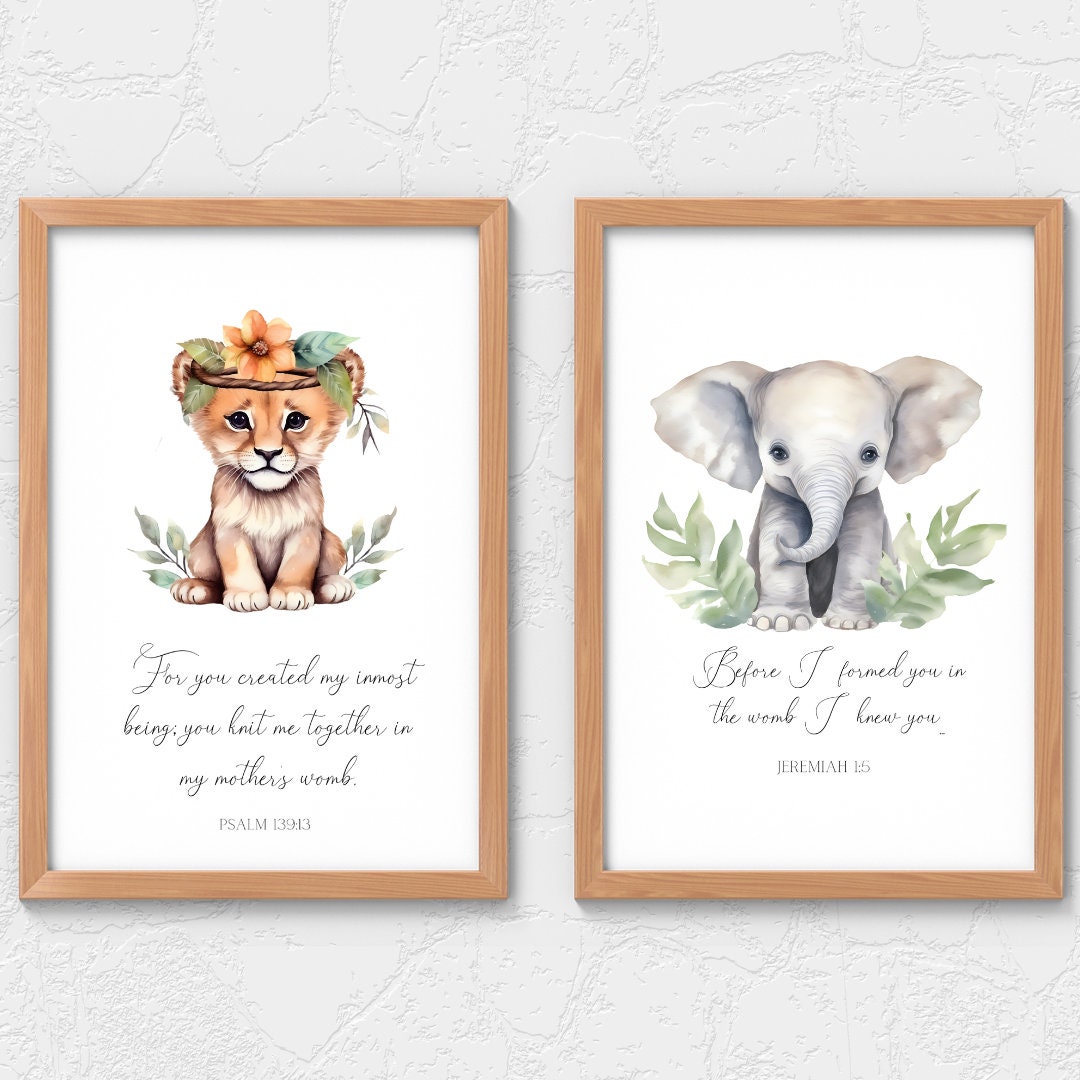 Kids Bible Verse Prints, Woodland Animal Bible Verse Cards, Jungle ...