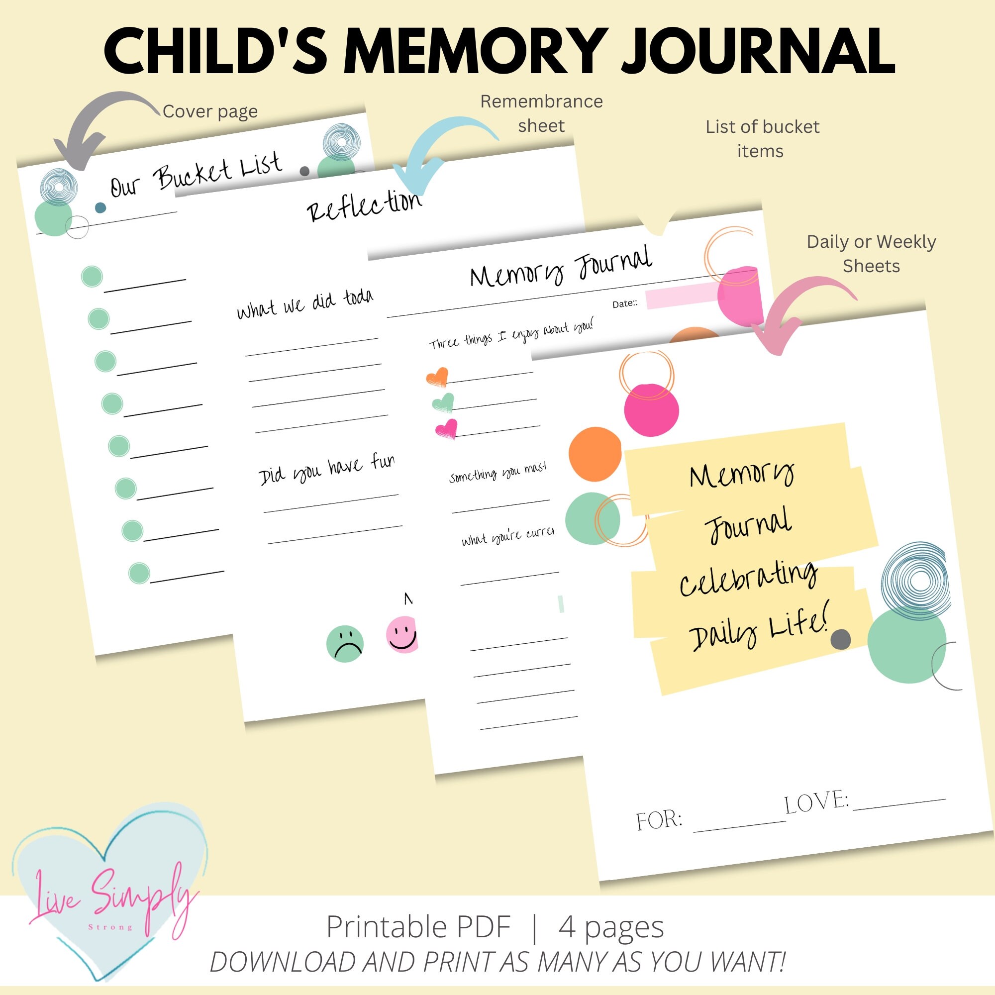 Childhood Memory Journal, Keepsake Book, Daily Affirmations, Book From ...