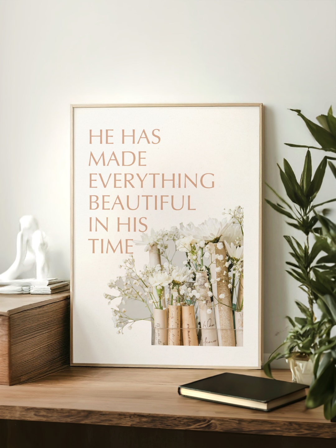 Floral Bible Verse Hanging Sign Christian Home Decor, He Has Made ...