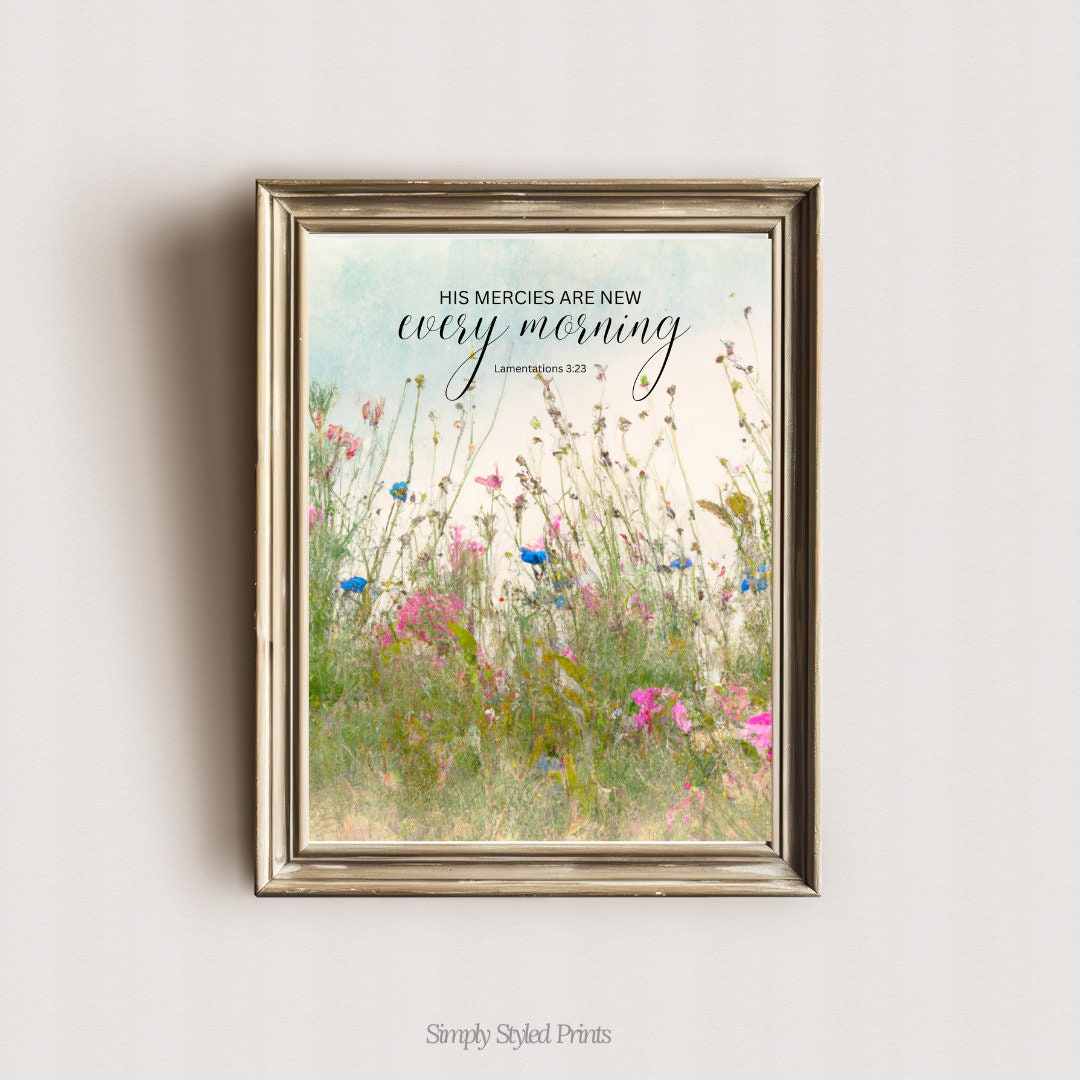 Wildflower Bible Verse Print, Lamentations 3, Floral Scripture, Flowers ...