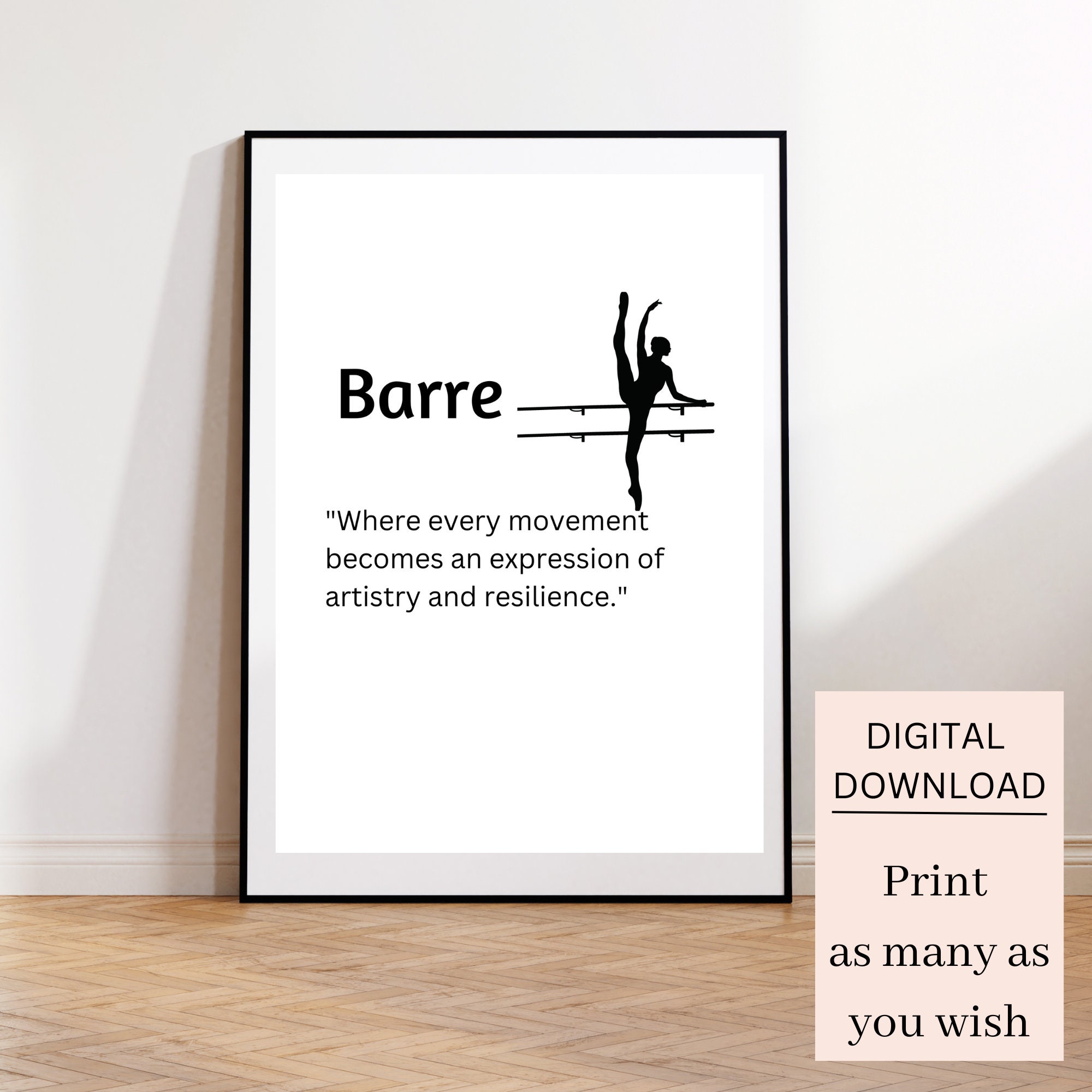 Barre Studio Poster, Printable Barre Art, Pilates Barre Instructor Gift ...