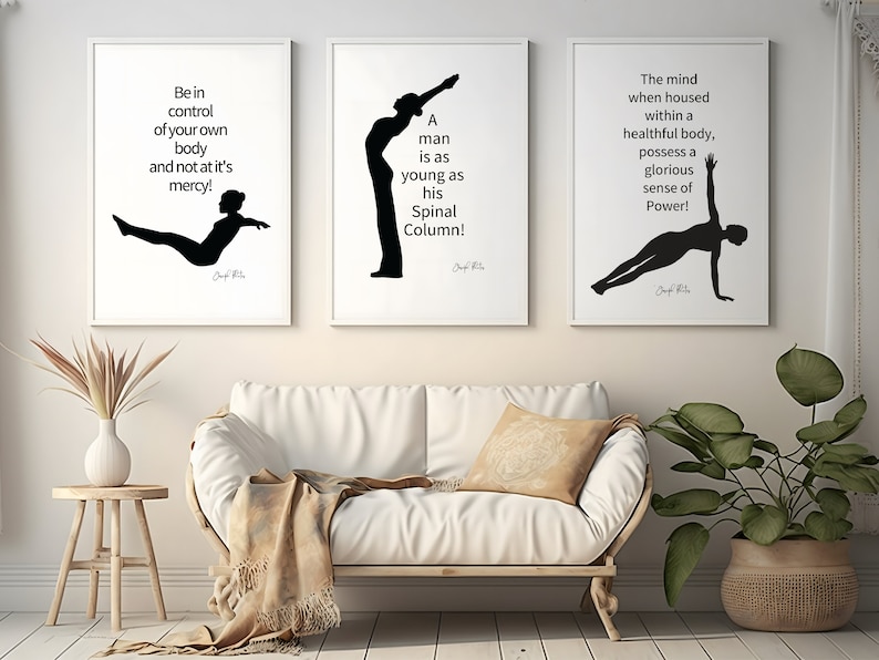 Pilates Poster, Set of 3 Pilates Quotes, Joseph Pilates, Pilates Studio ...