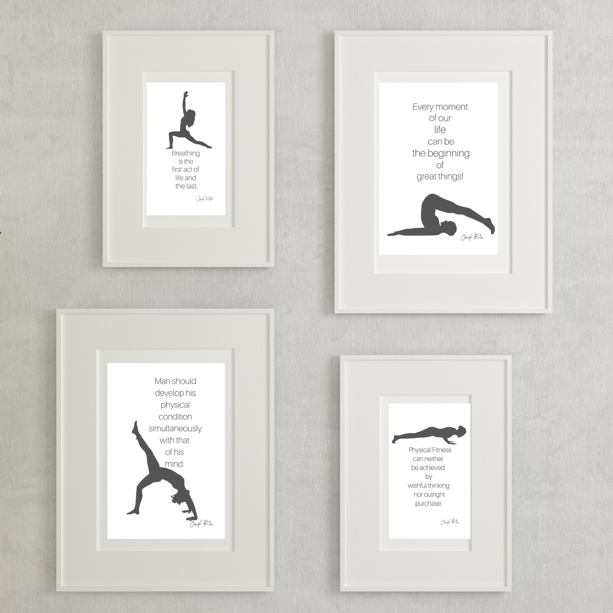 Set of 4 PILATES PRINTS for Digital Download, Great for Pilates Studios ...