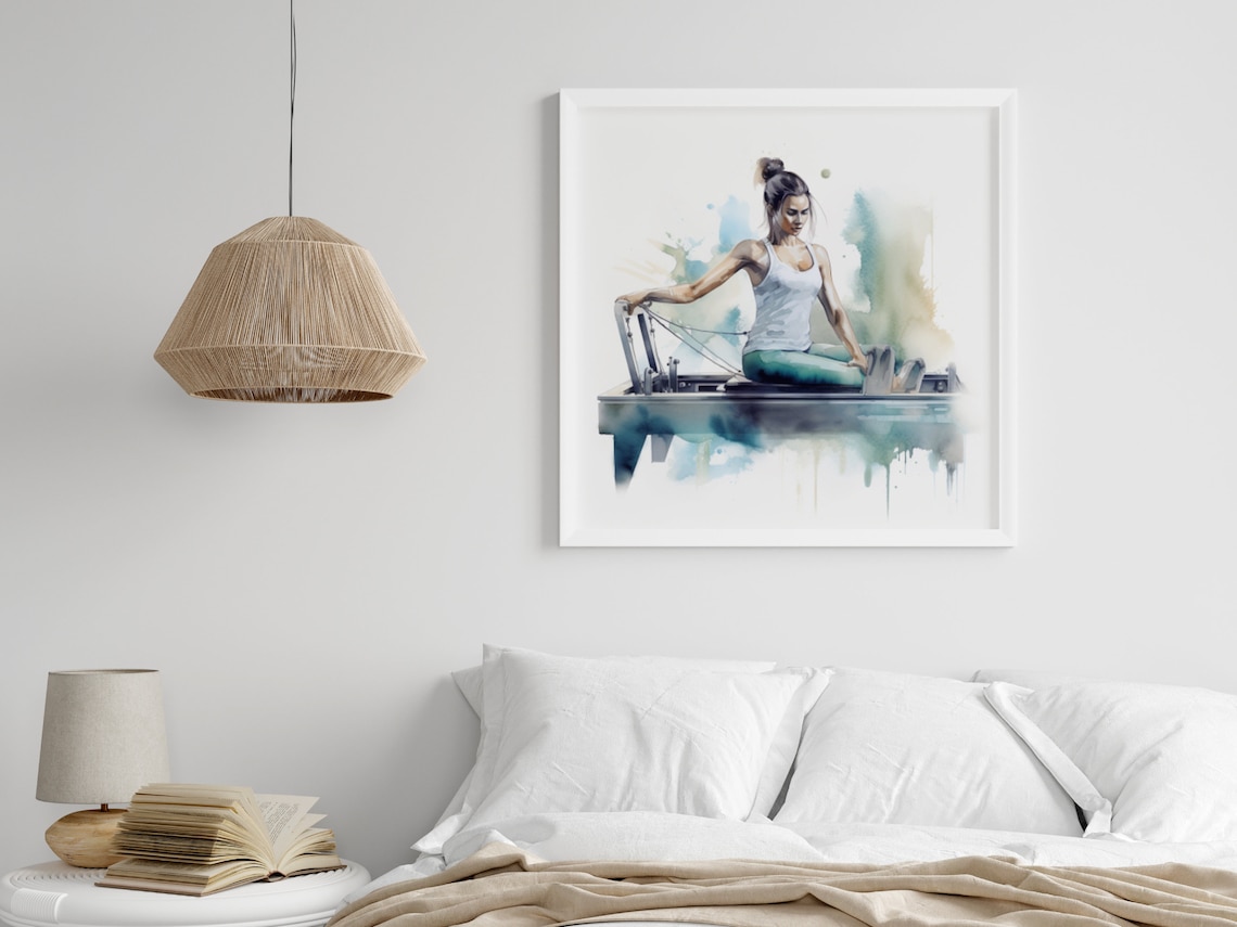 Pilates Reformer Watercolor, Pilates Wall Art, Pilates Studio Decor ...