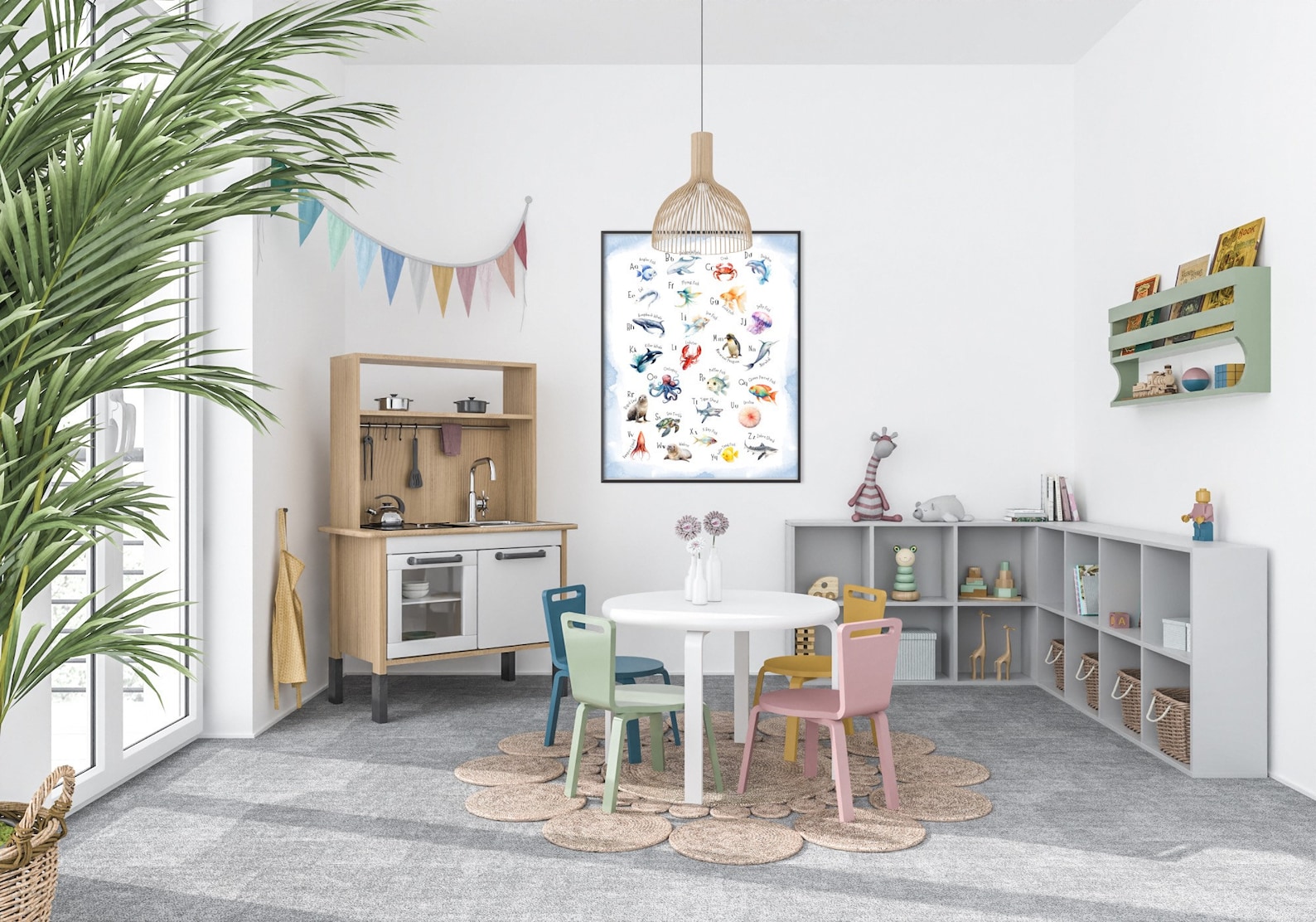 Sea Animal Alphabet Poster, Play Room Wall Decor, Ocean Animal ABC ...