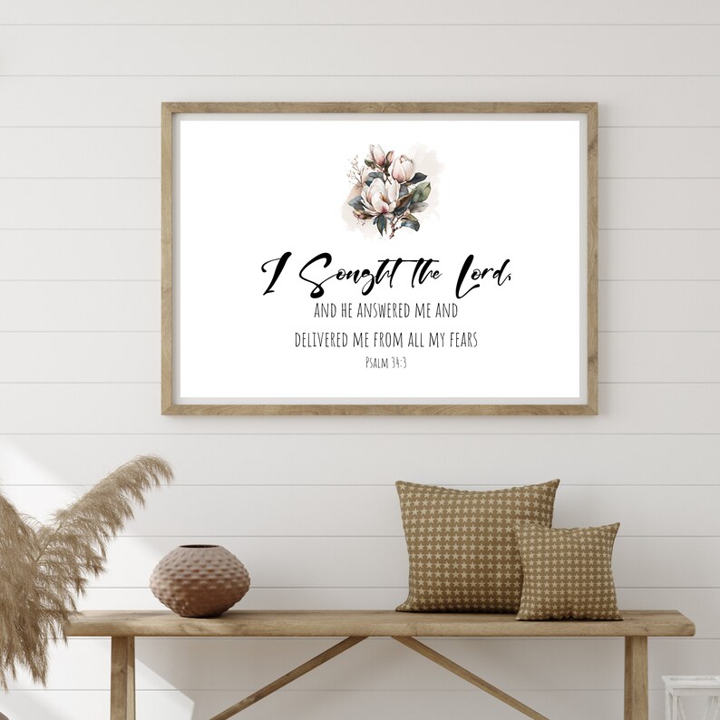 Psalm 34 4 Bible Verse, Scripture Wall Art, I Sought the Lord, Modern ...