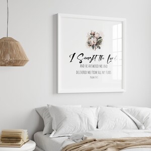 Psalm 34 4 Bible Verse, Scripture Wall Art, I Sought the Lord, Modern ...