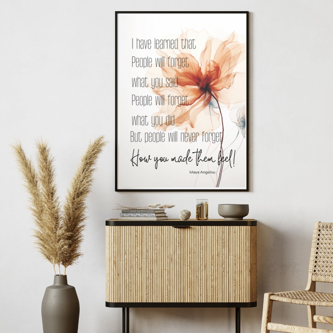 I've Learned Quote by Maya Angelou Motivational Wall Art, Instant ...