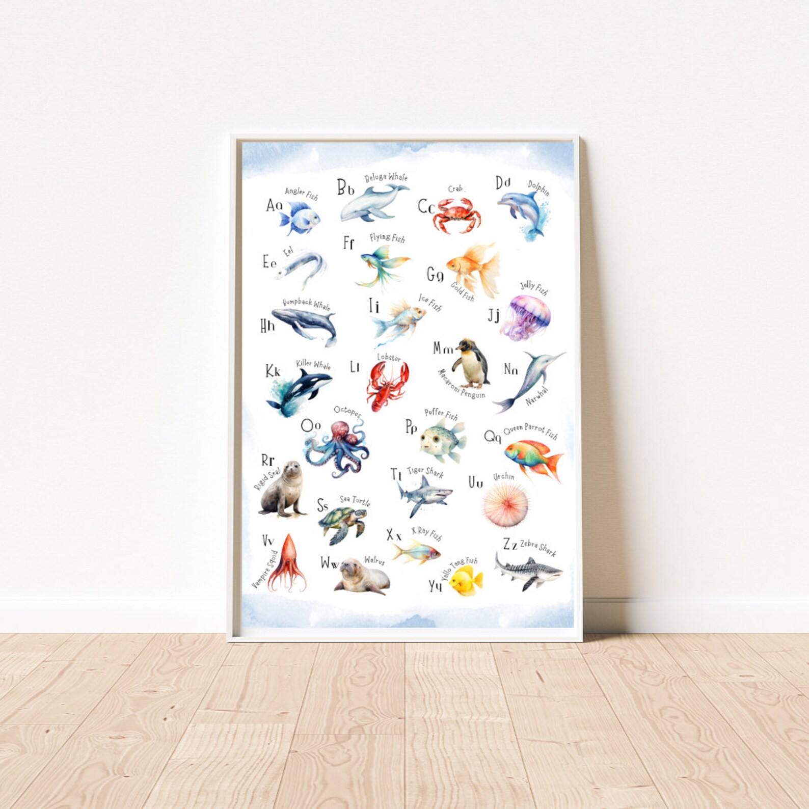 Sea Animal Alphabet Poster, Play Room Wall Decor, Ocean Animal ABC ...