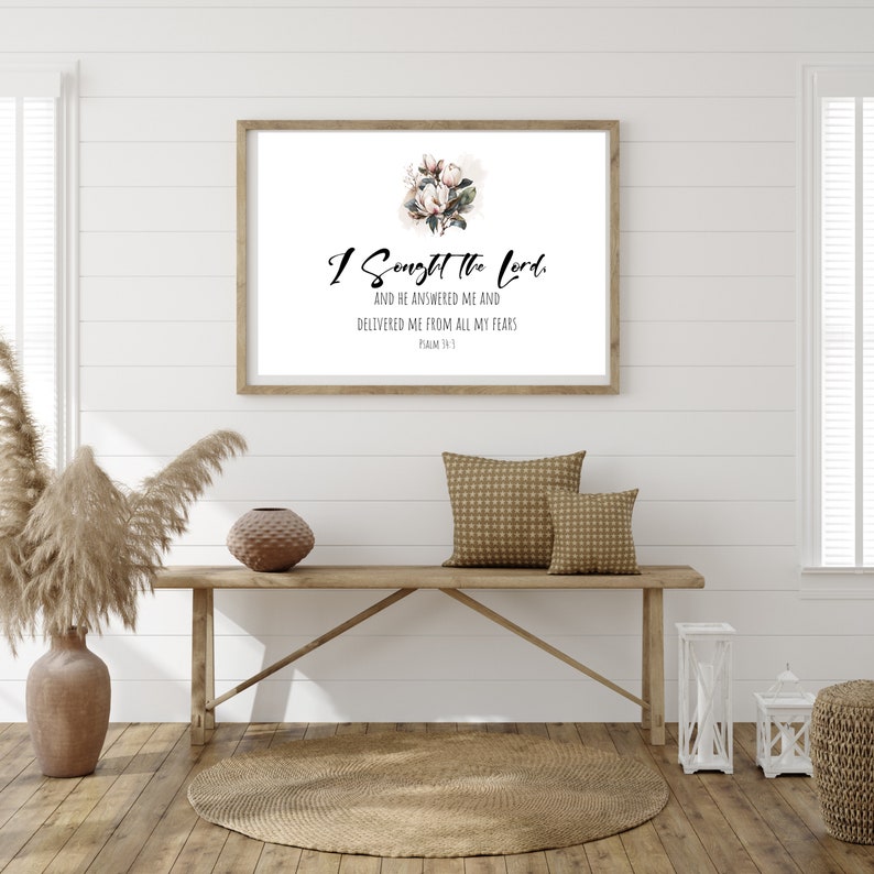 Psalm 34 4 Bible Verse, Scripture Wall Art, I Sought the Lord, Modern ...