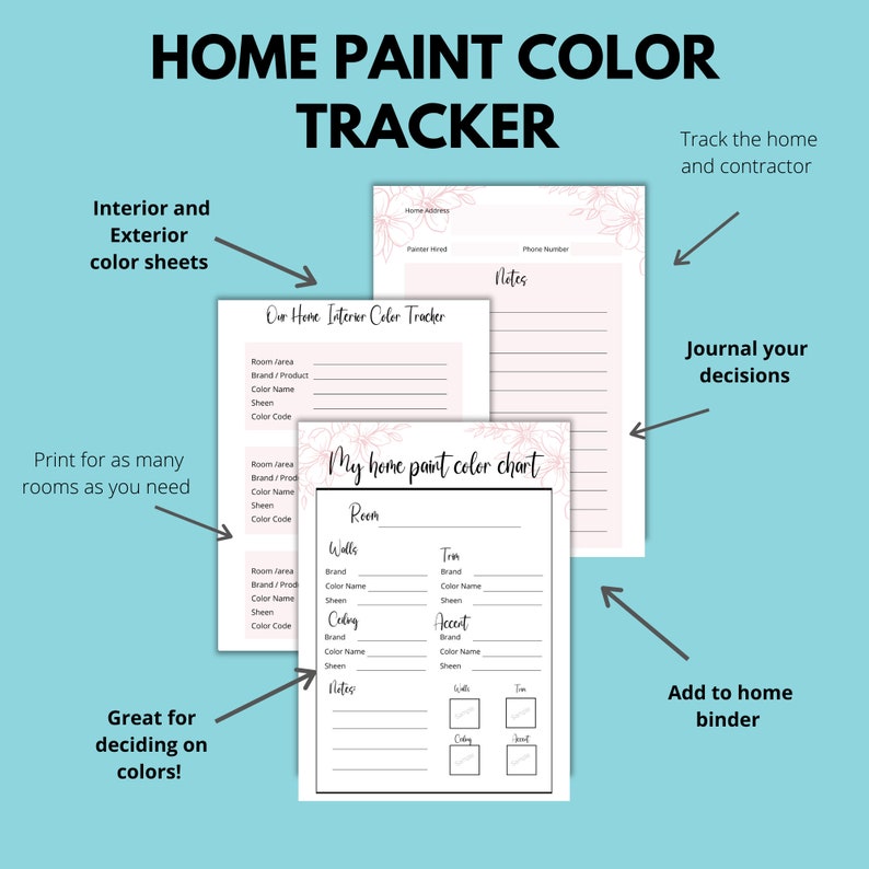Tracker Paint Color Organizer Wall Paint Colors House Paint Tracker ...