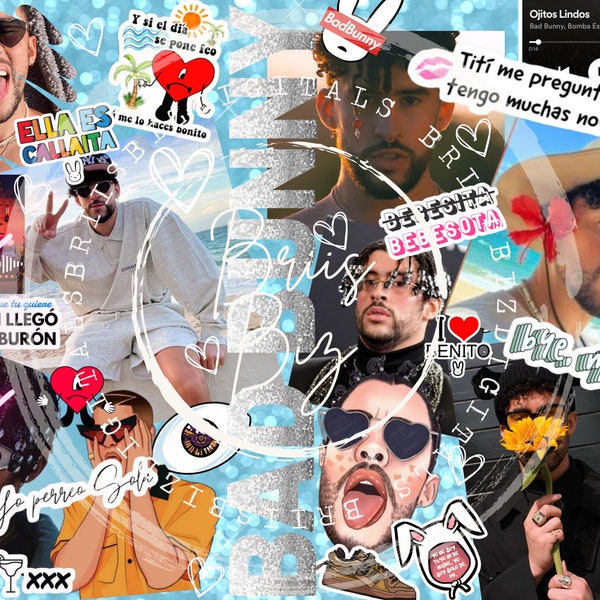 Bad Bunny Collage Svg - Etsy