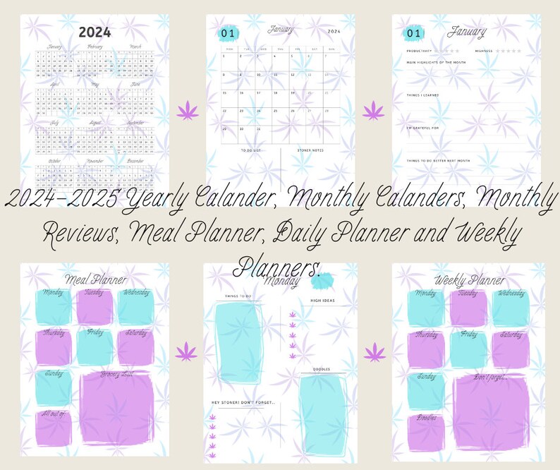 Perfect Stoner Weed Planner Yearly Monthly Weekly Daily Marijuana Pot ...