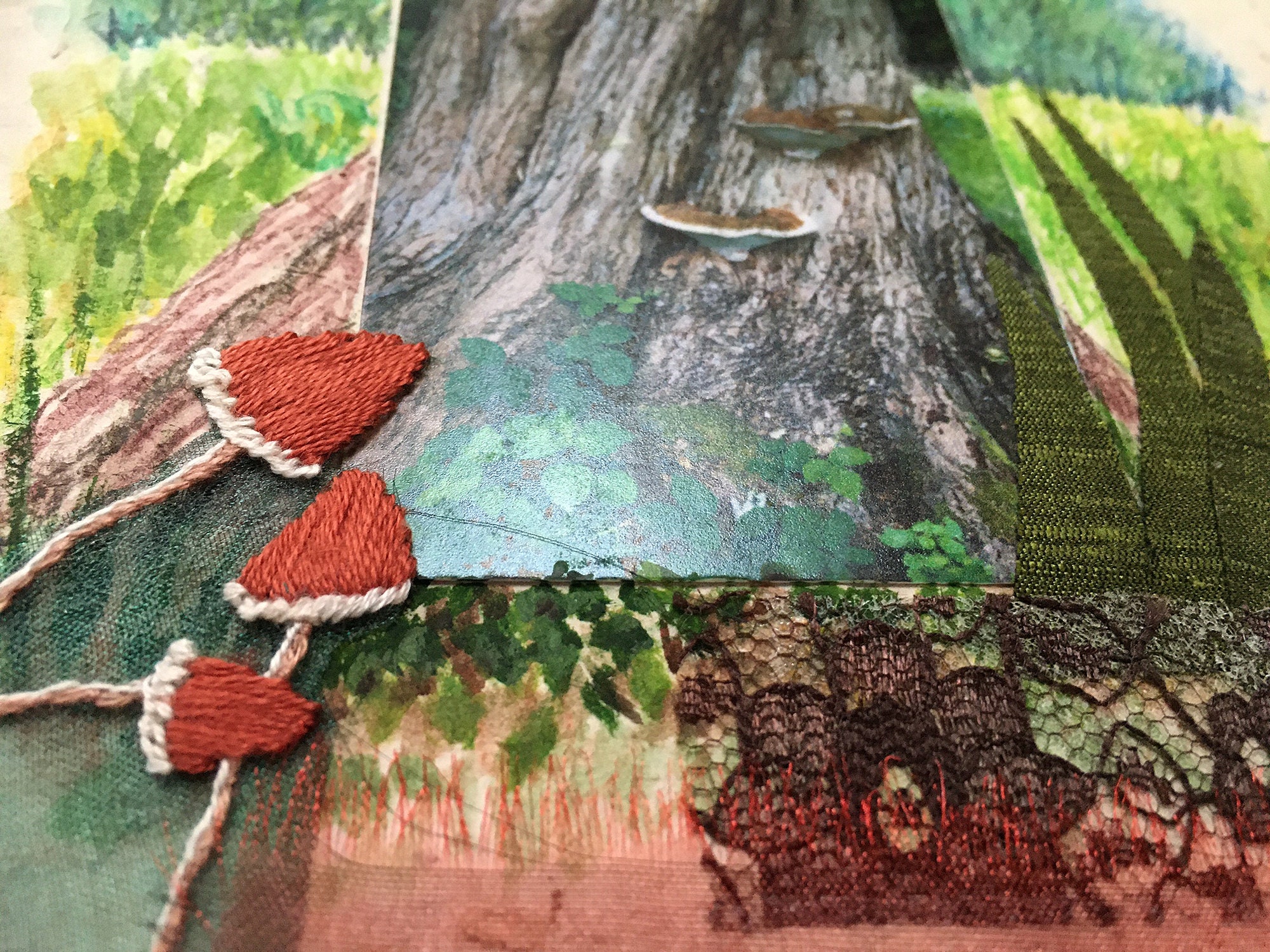 Toadstools Original Irish Collage Painting Art Work - Etsy