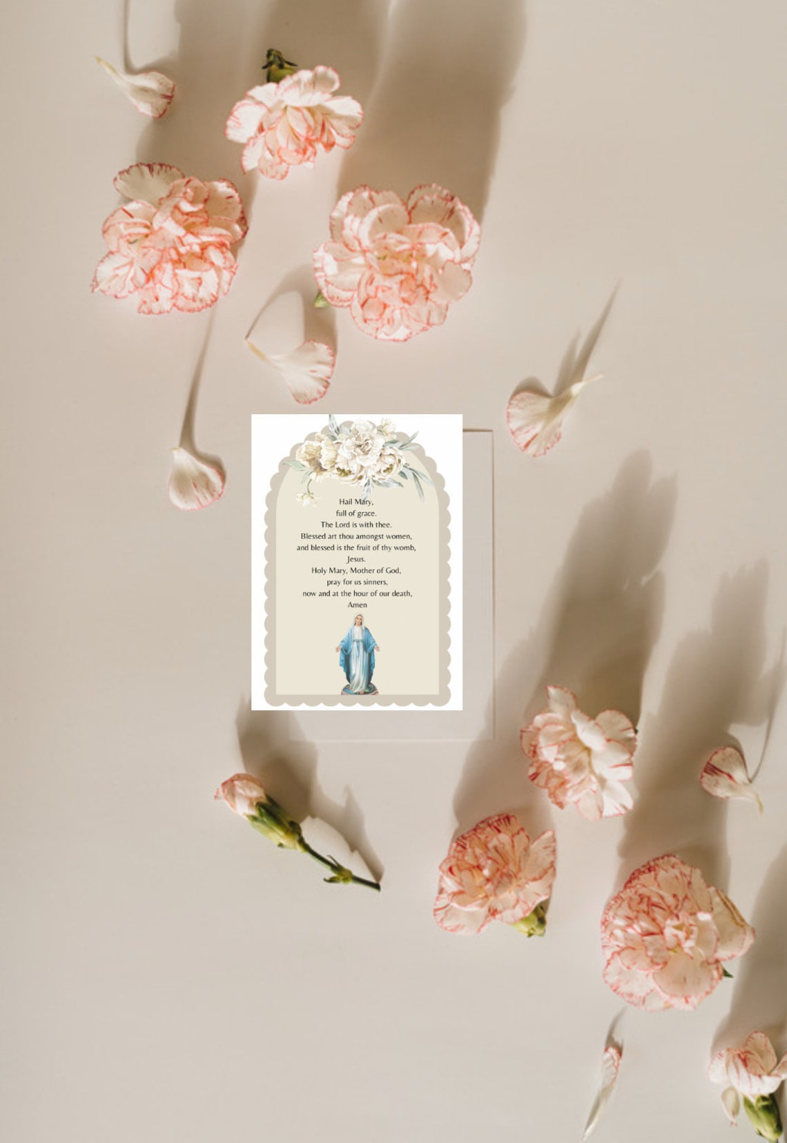 Hail Mary Prayer Card, Hail Mary Full of Grace, Catholic Prayer , Hail ...