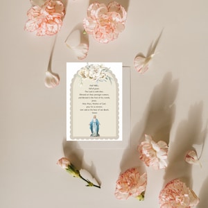 Hail Mary Prayer Card, Hail Mary Full of Grace, Catholic Prayer , Hail ...
