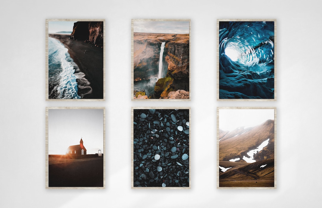 Iceland Landscape Photography Set of 6 Prints, Nordic 6 Pieces Wall Art ...