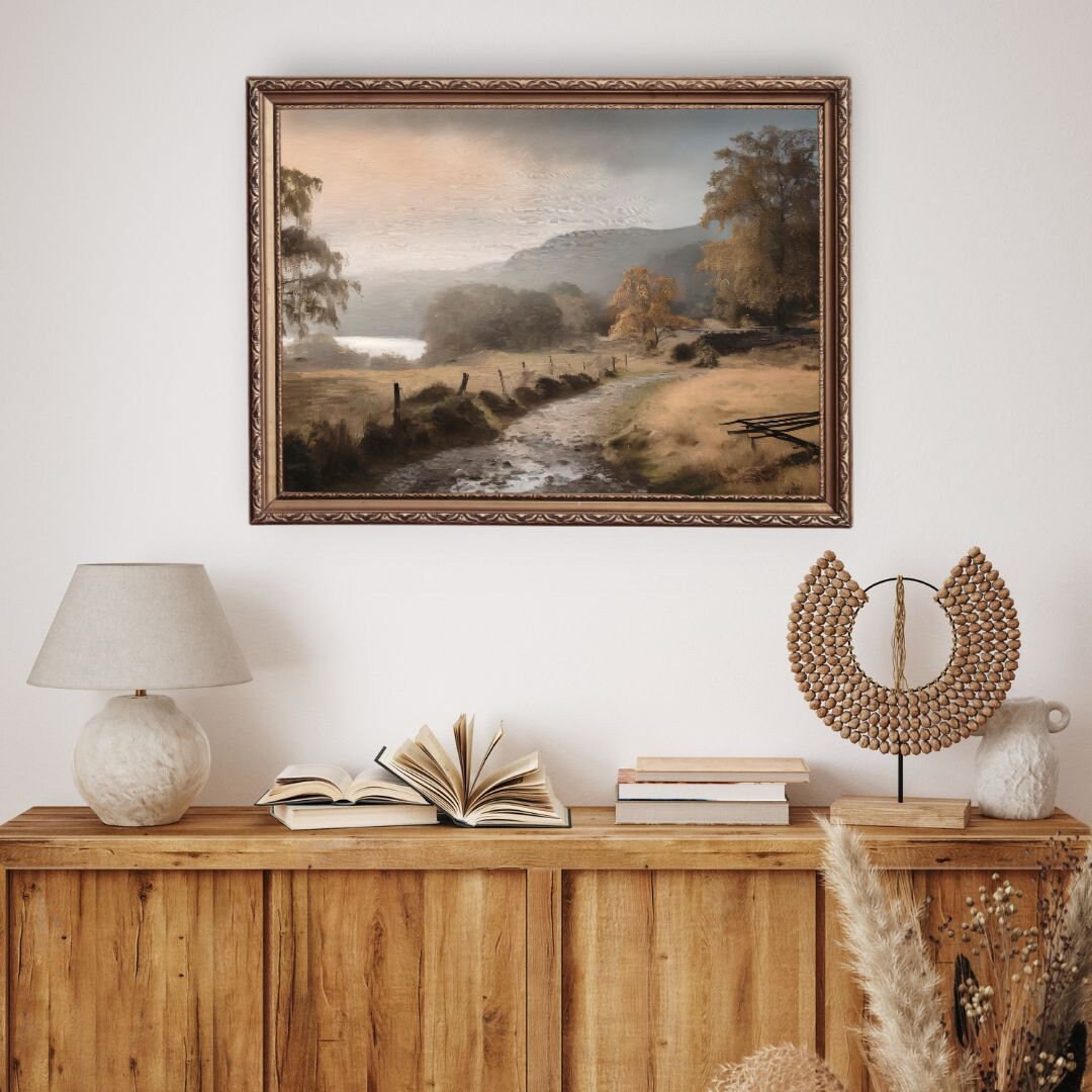 Printable Country Oil Painting, Vintage Landscape Print, Vintage ...