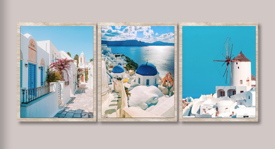 Greece Prints Set of 3 Wall Art Printable, Boho Santorini Gallery Wall ...