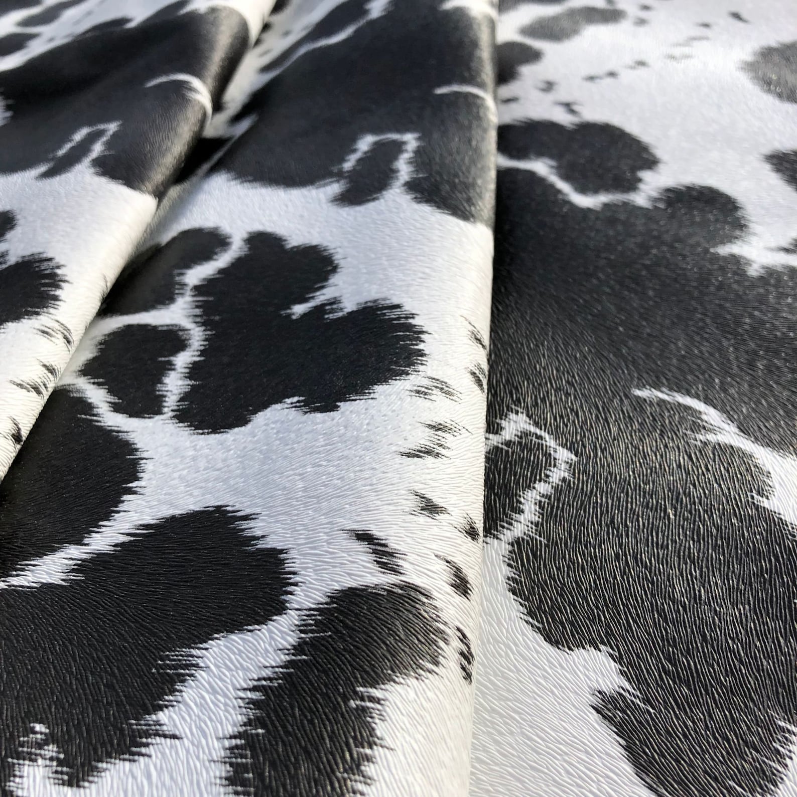Cow Print Faux Leather, Smooth Textured Animal Hide Pattern Vinyl ...