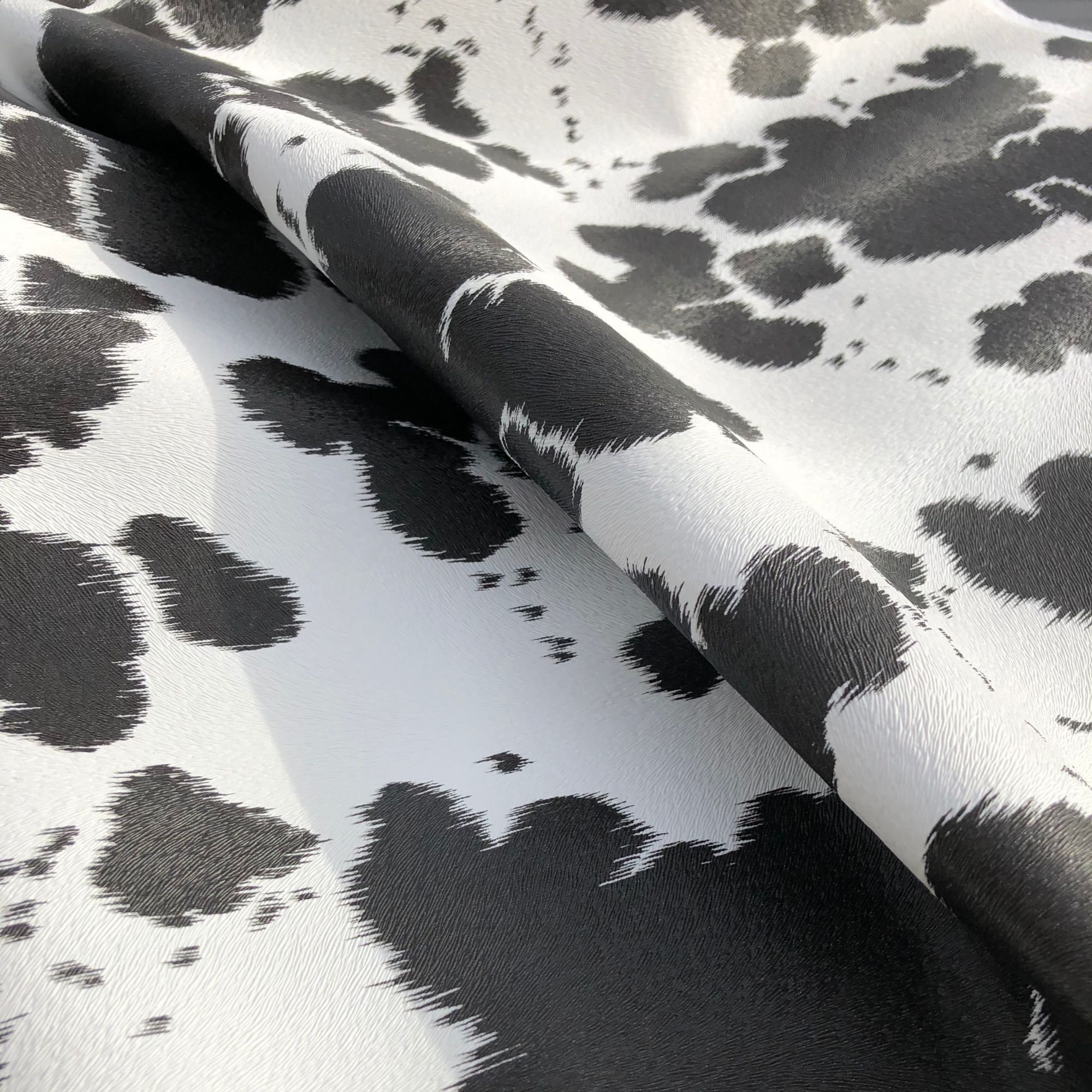 Cow Print Faux Leather, Smooth Textured Animal Hide Pattern Vinyl ...