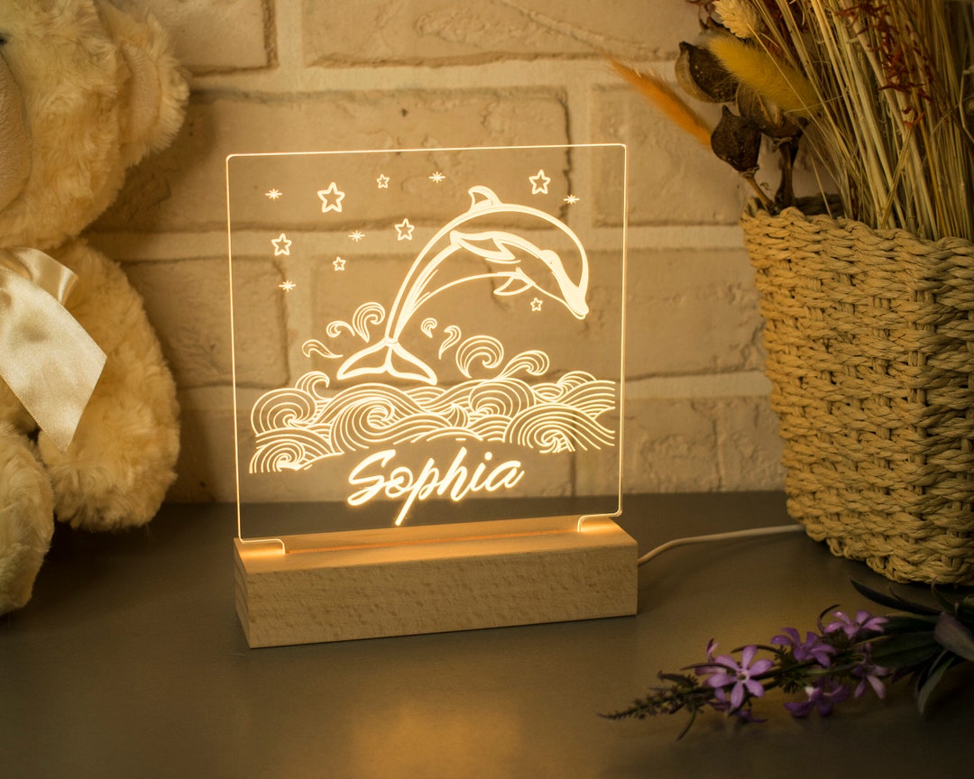 Soft Glow Baby Night Light With Cute Outlined Dolphin Design, Perfect ...