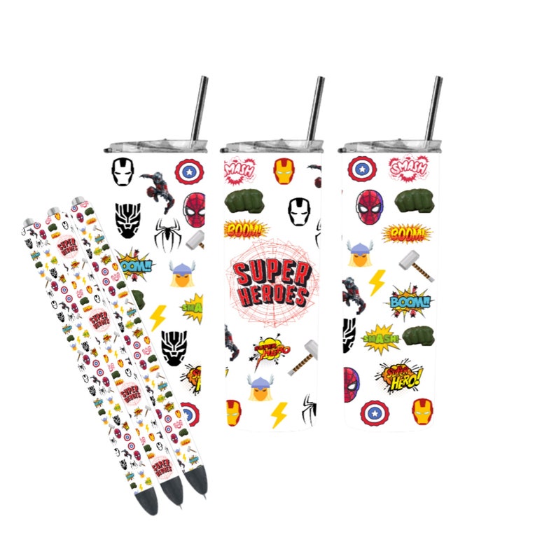 Comic Super Hero Tumbler and Pen Wraps, Super Hero Tumbler Png, Super Hero Pen Wrap, Sci-fi ...