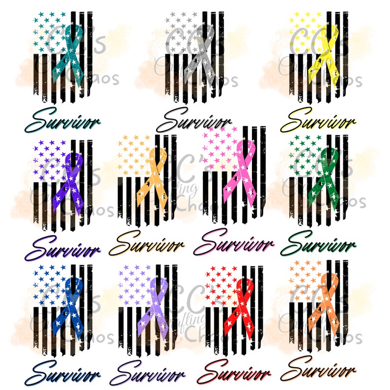 11 Colors of Survivor Ribbon PNG Files, Cancer Survivor Flag & Ribbon ...