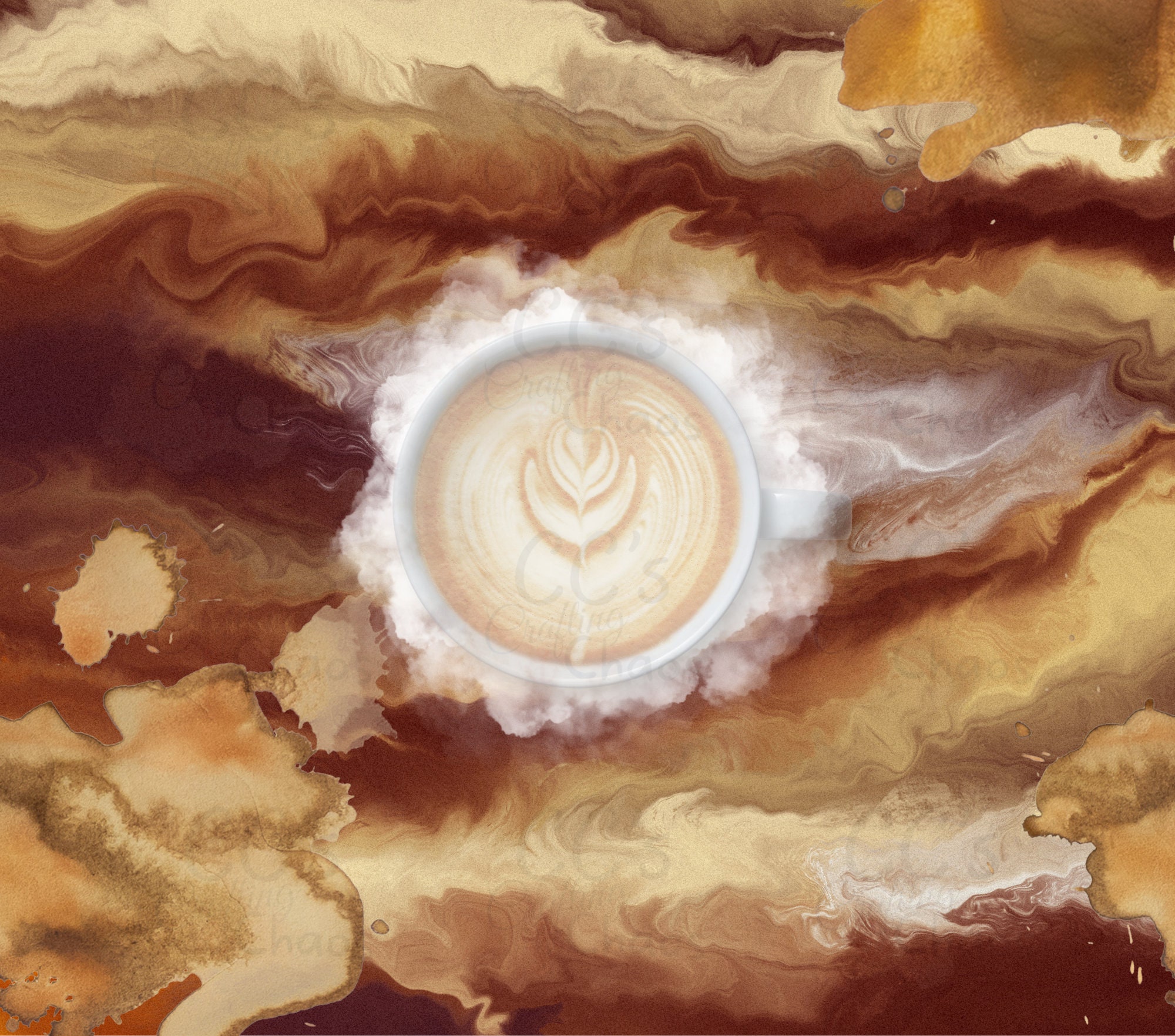 Coffee Tumbler Wraps, Coffee Swirl Png, Blank Spot Coffee Design ...